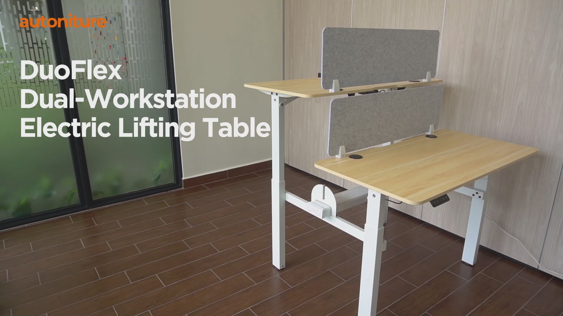 Autoniture DuoFlex Dual-Workstation Electric Office Standing Table ...